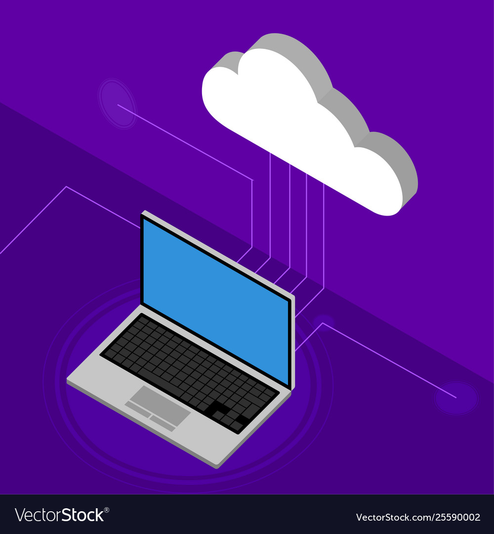 3d cloud computing icon connected to a laptop Vector Image