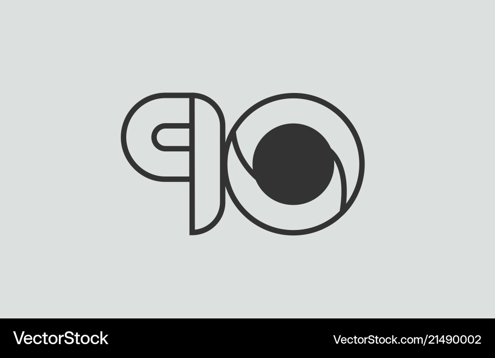 Black and white number 90 logo icon design Vector Image