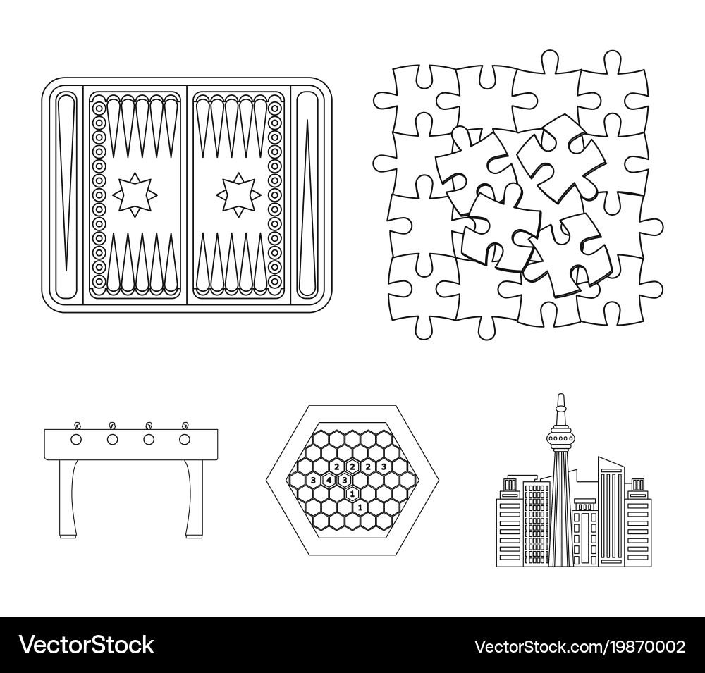 Board game outline icons in set collection Vector Image