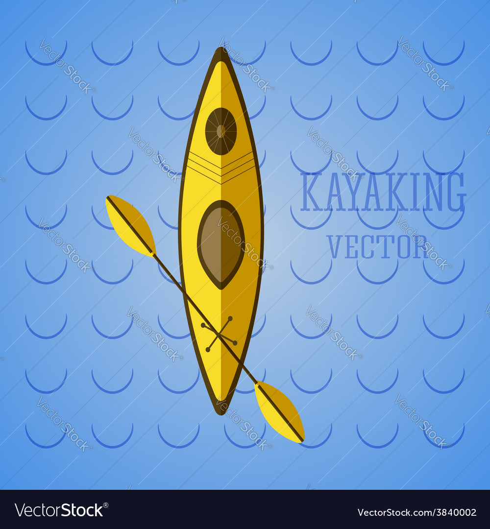 Canoe icon kayak on blue waves summer Royalty Free Vector