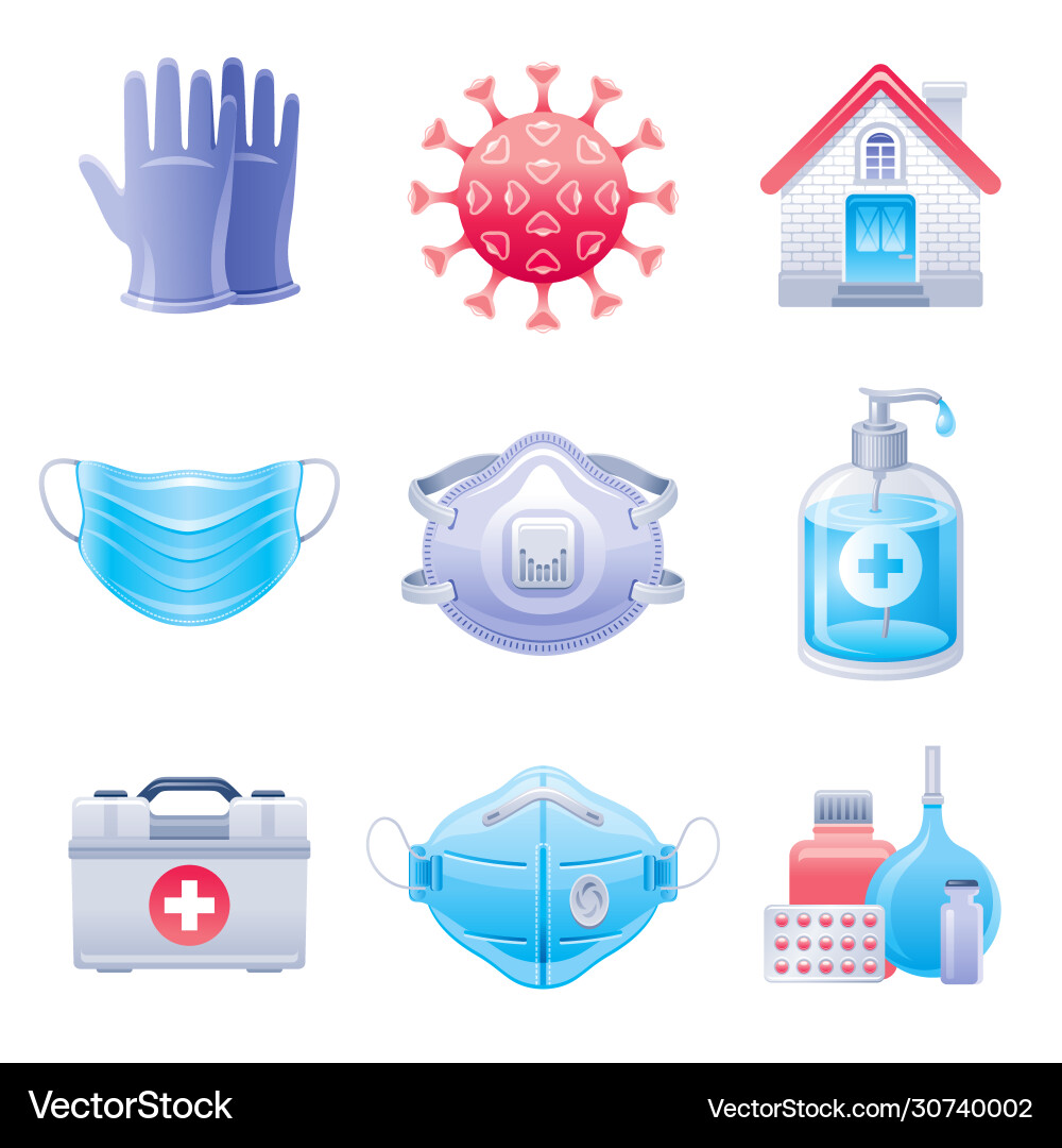 Corona virus protection icon set covid Royalty Free Vector