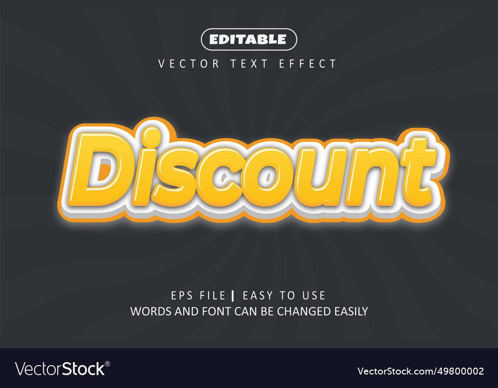 Discount text effect - editable Royalty Free Vector Image