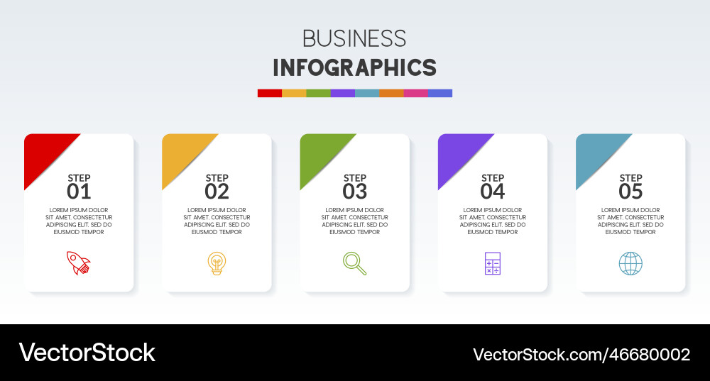 Infographics design template and icons with 5 Vector Image