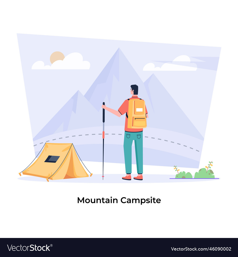 Mountain campsite Royalty Free Vector Image - VectorStock
