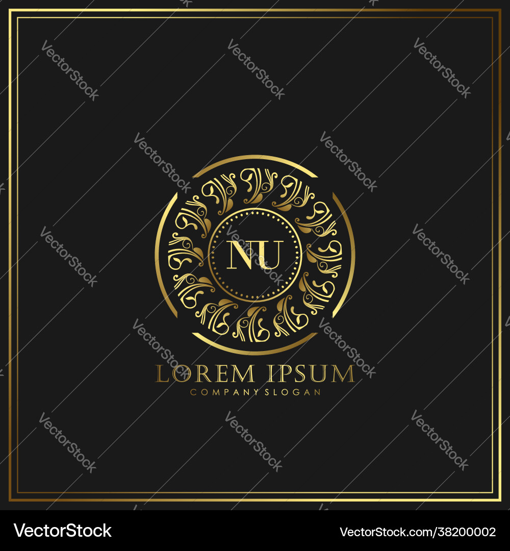 Nu initial letter luxury logo template in art Vector Image