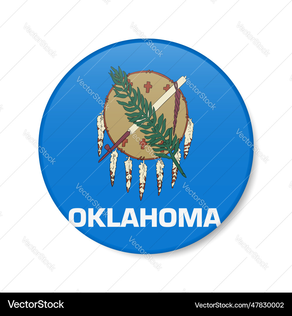 Oklahoma flag circle button icon us state round Vector Image