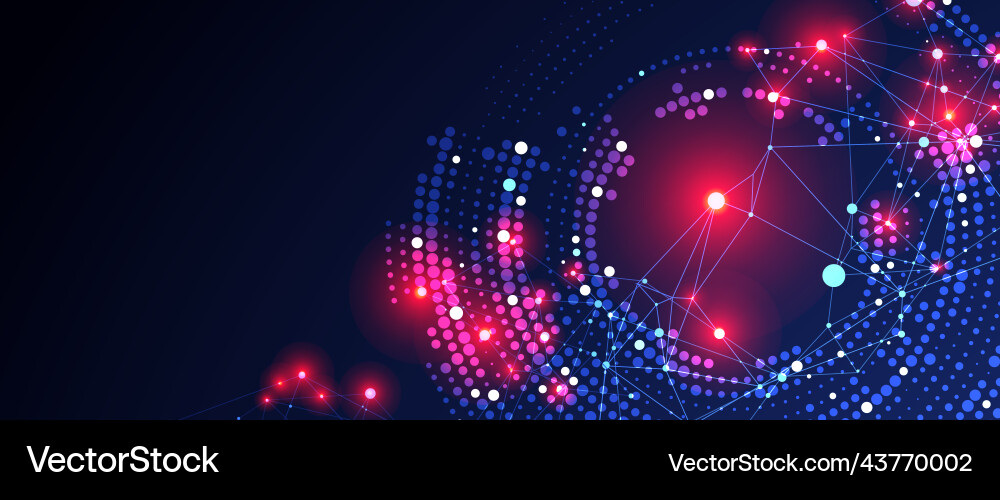 Polygonal science background with connecting dots Vector Image