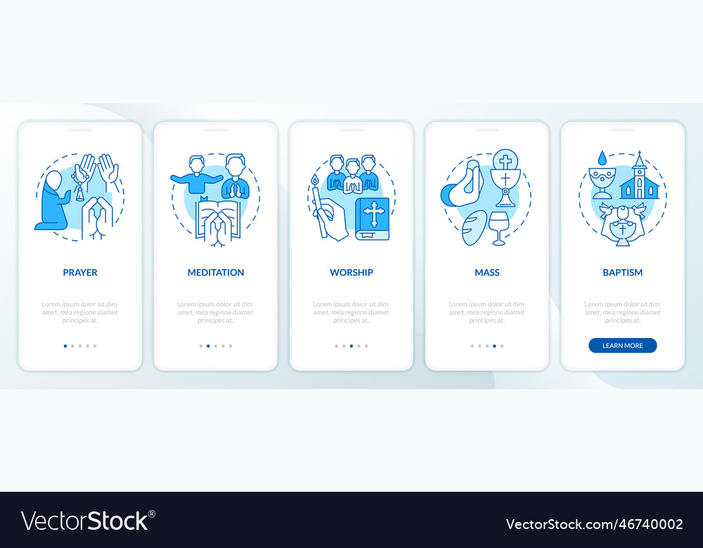 Religious practices blue onboarding mobile app Vector Image
