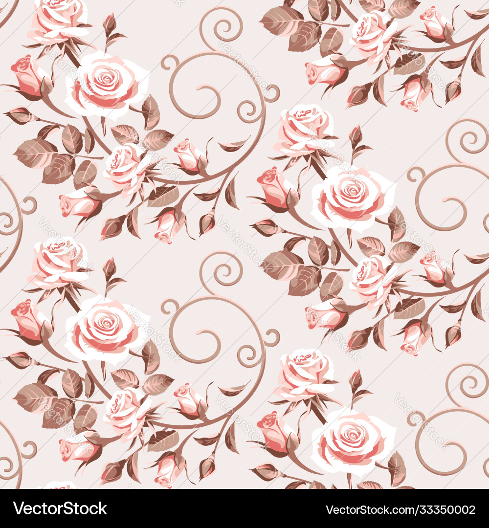 Seamless floral patterns with pink flowers - roses