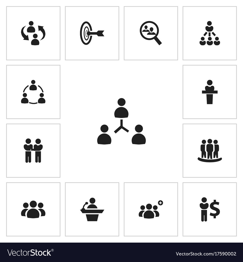 Set of 13 editable team icons includes symbols Vector Image