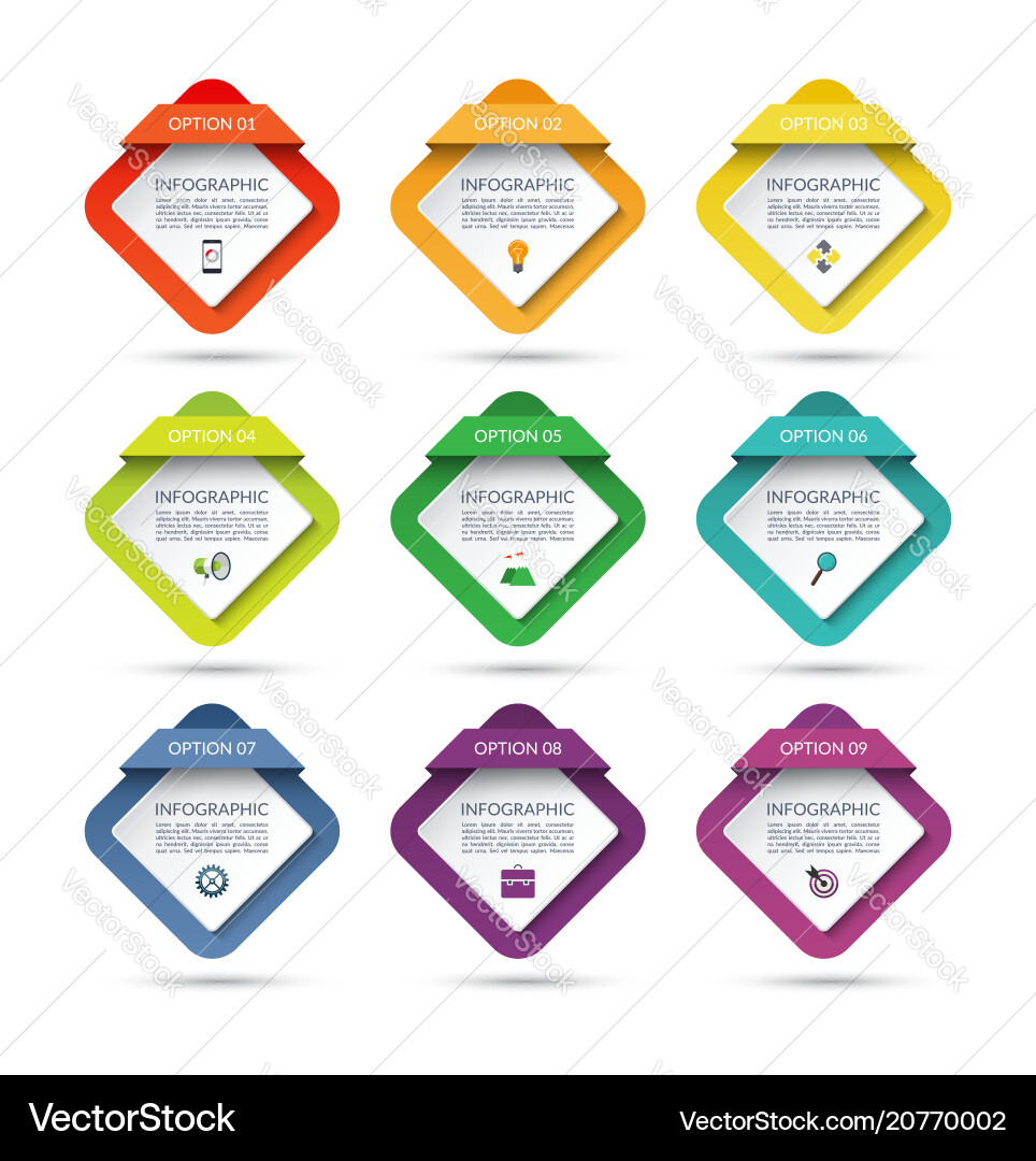 Set of 9 infographic templates Royalty Free Vector Image