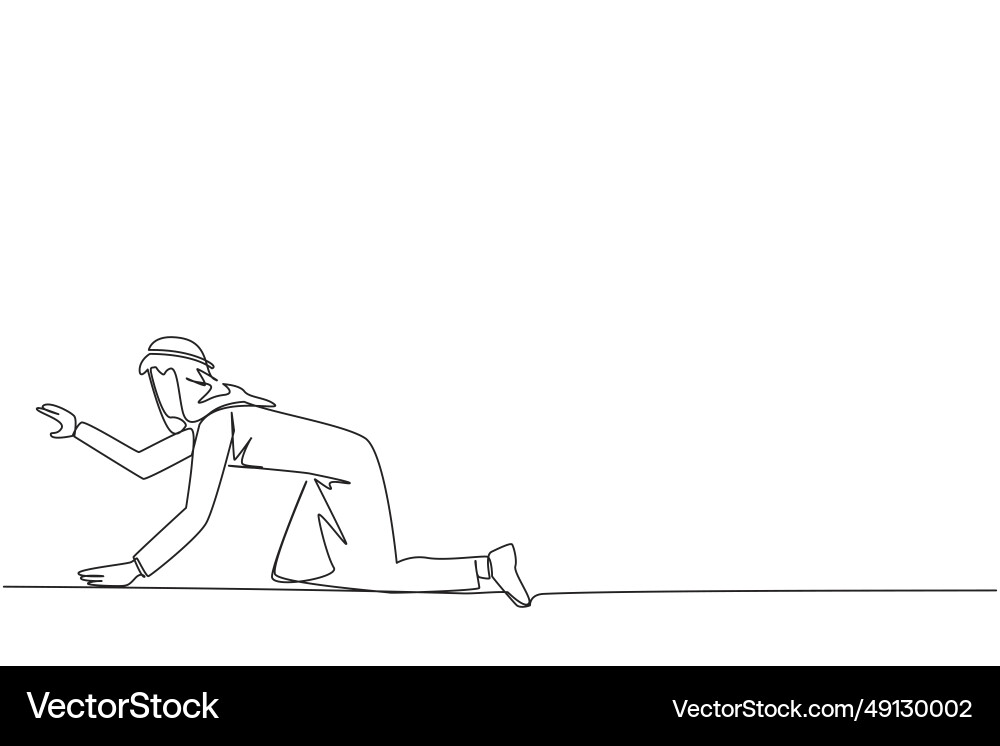 Single one line drawing crawl arabian businessman Vector Image