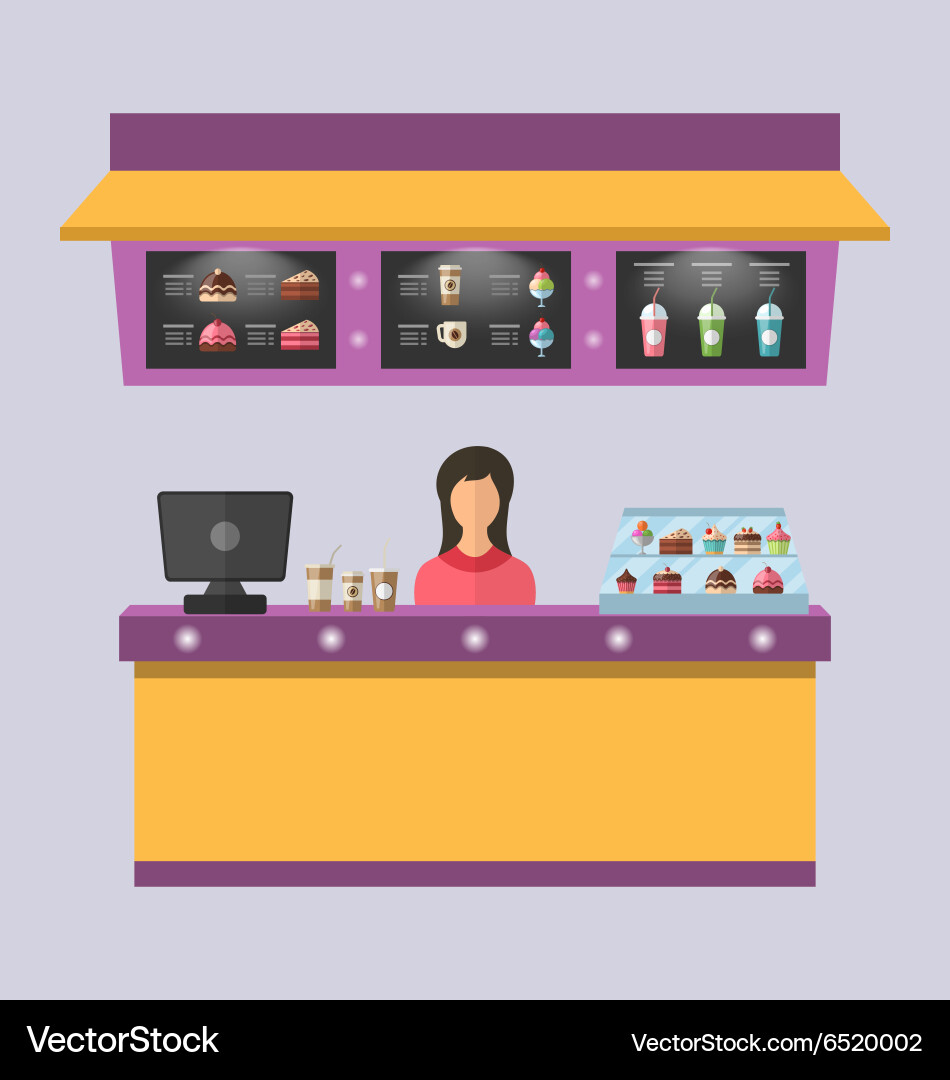 Sweet shop with cakes ice creams Royalty Free Vector Image