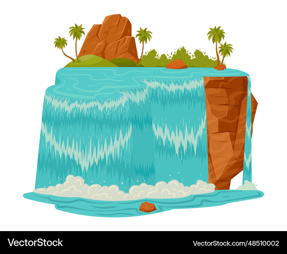 Wild nature waterfall cartoon streaming water Vector Image
