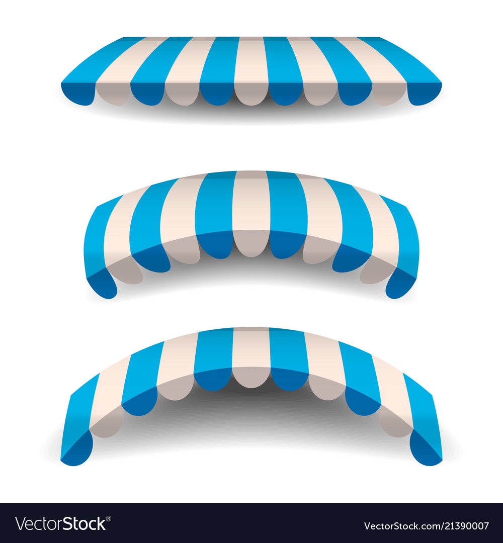 A set striped blue white awnings canopies Vector Image