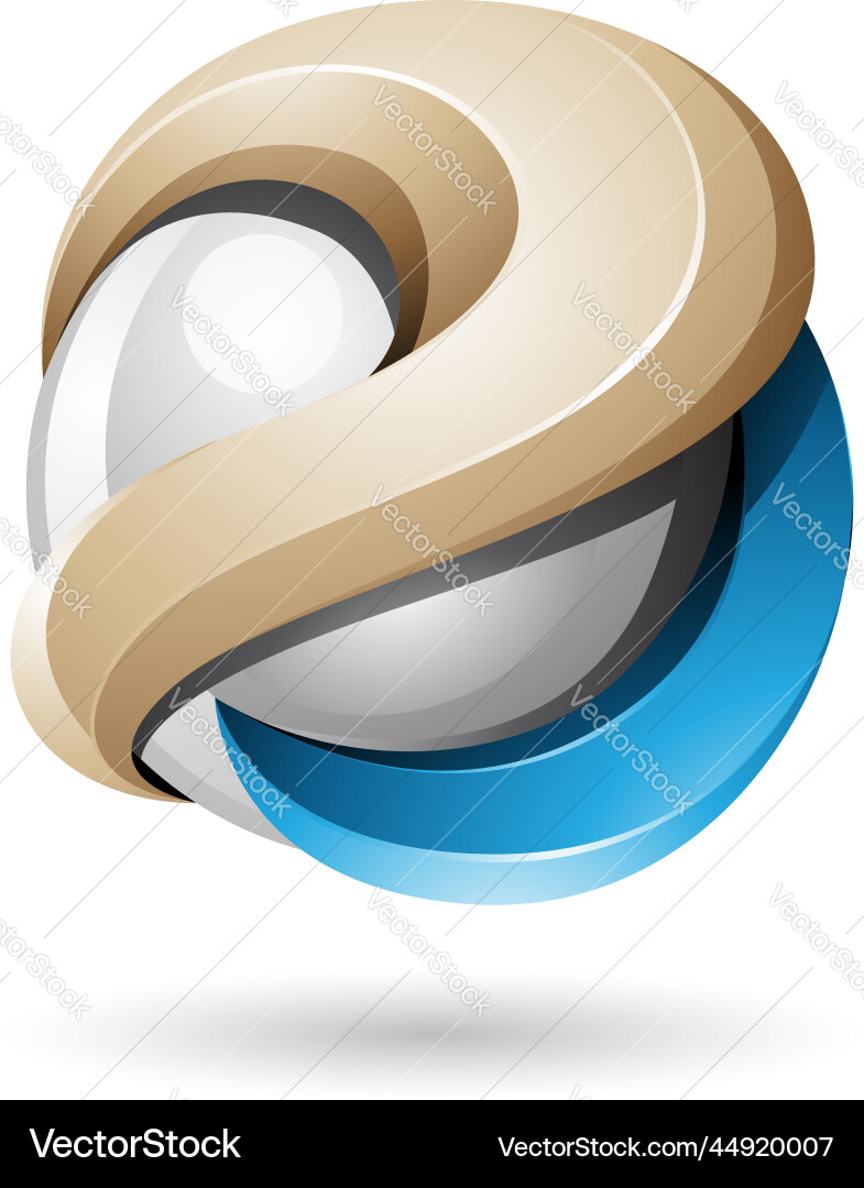 Beige and blue bold metallic glossy 3d sphere Vector Image