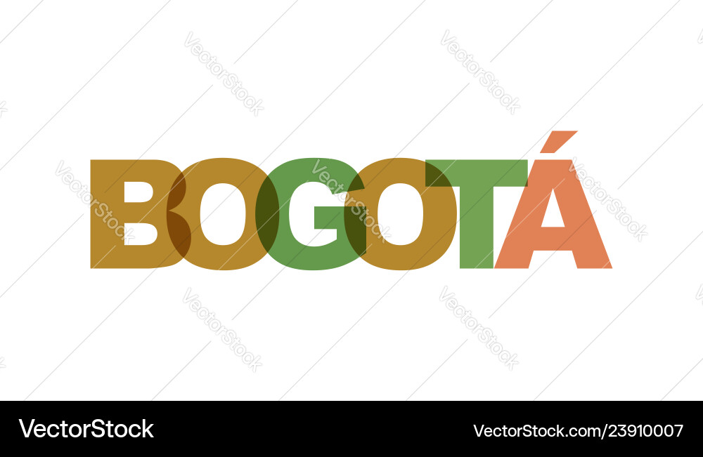 Bogota phrase overlap color no transparency Vector Image