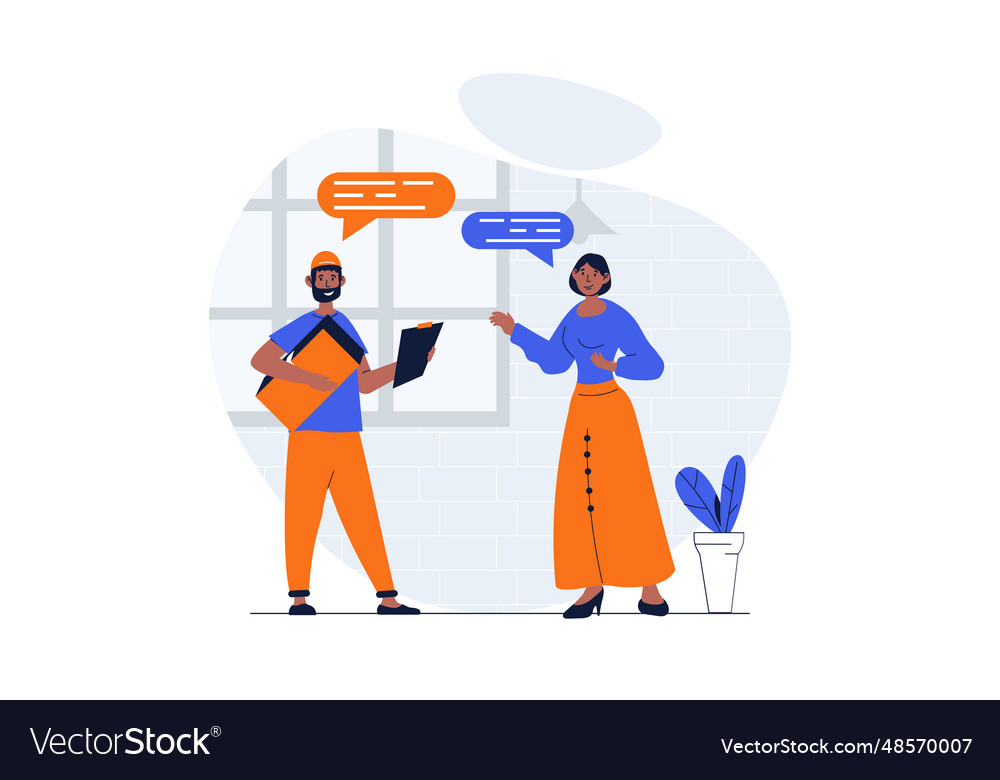 Delivery service web concept with character scene Vector Image