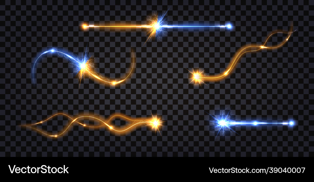 Electric discharge collision blue vs yellow shock Vector Image