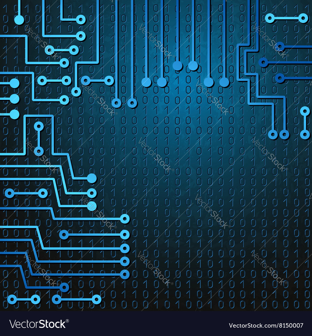 Electronic circuit and binary code Royalty Free Vector Image