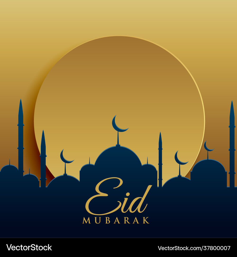 Elegant eid festival greeting card design Vector Image