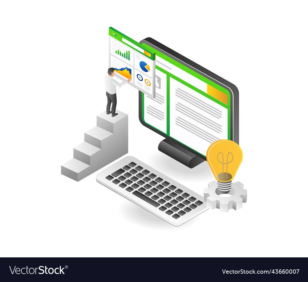 Man Analyzing Computer Data Royalty Free Vector Image
