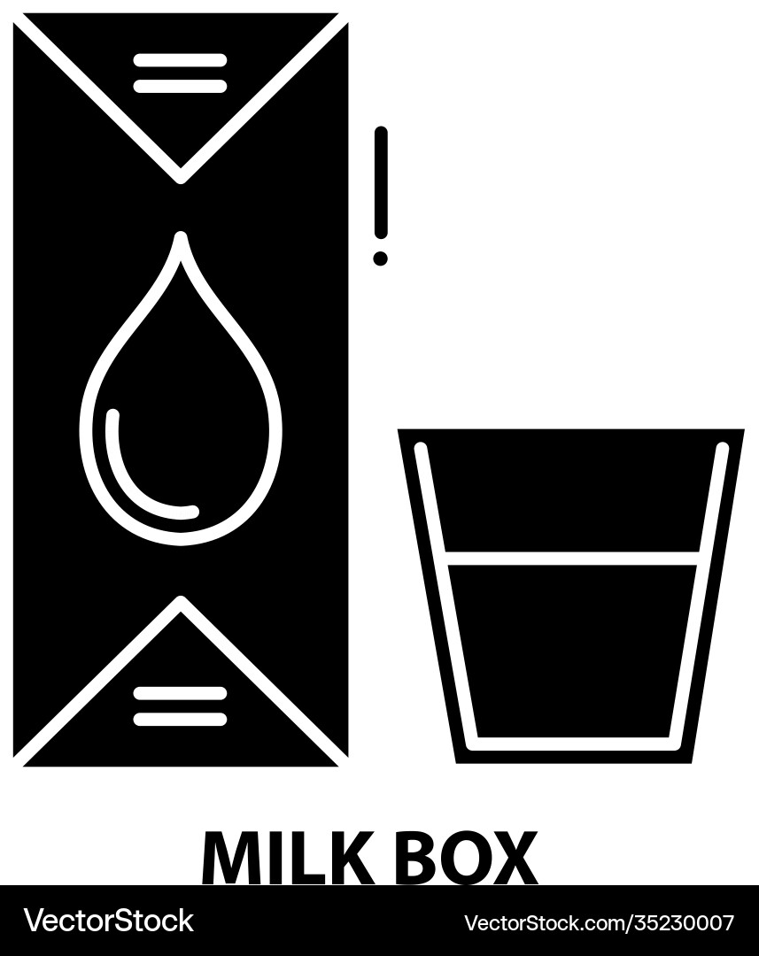 Milk box icon black sign with editable Royalty Free Vector