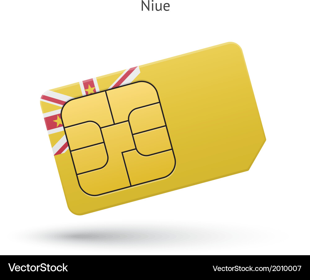 Niue mobile phone sim card with flag Royalty Free Vector