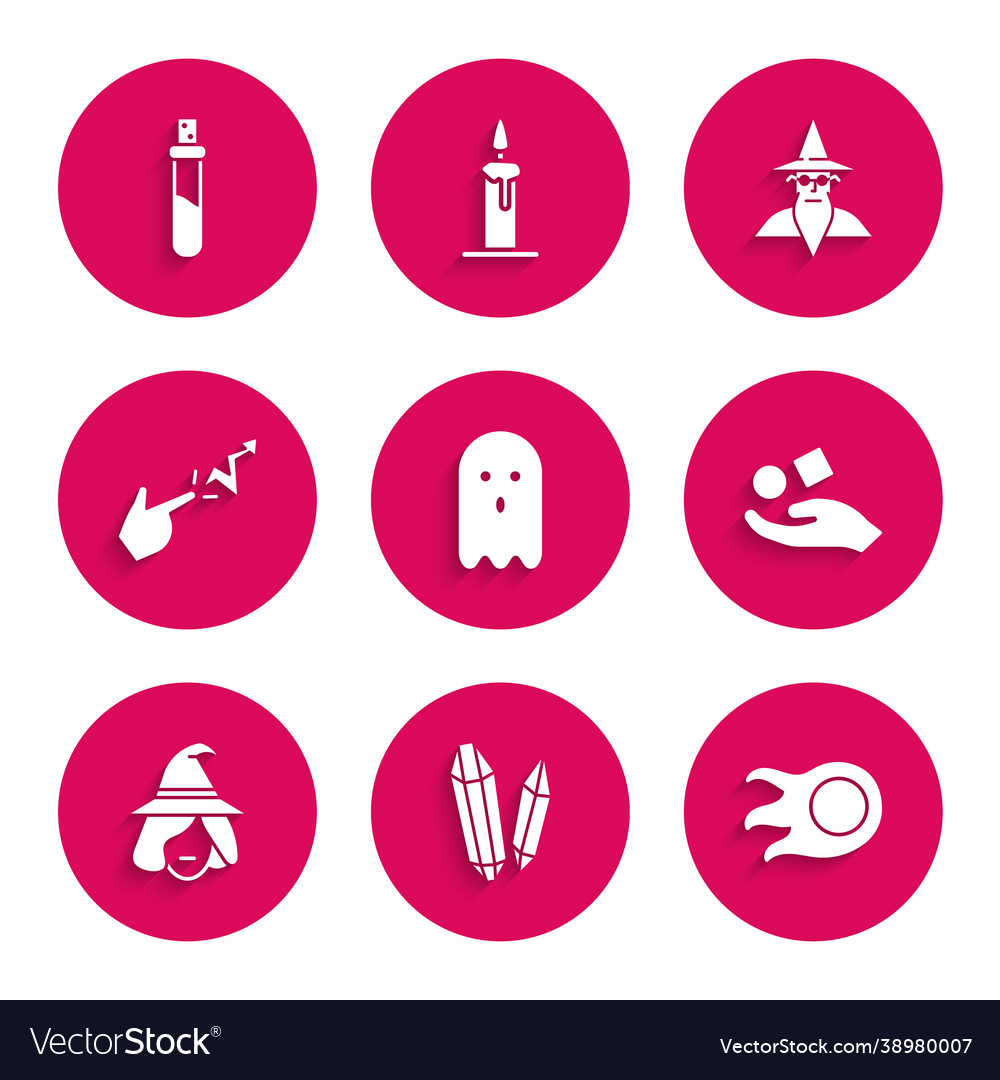 Set ghost magic stone fireball cube levitating Vector Image