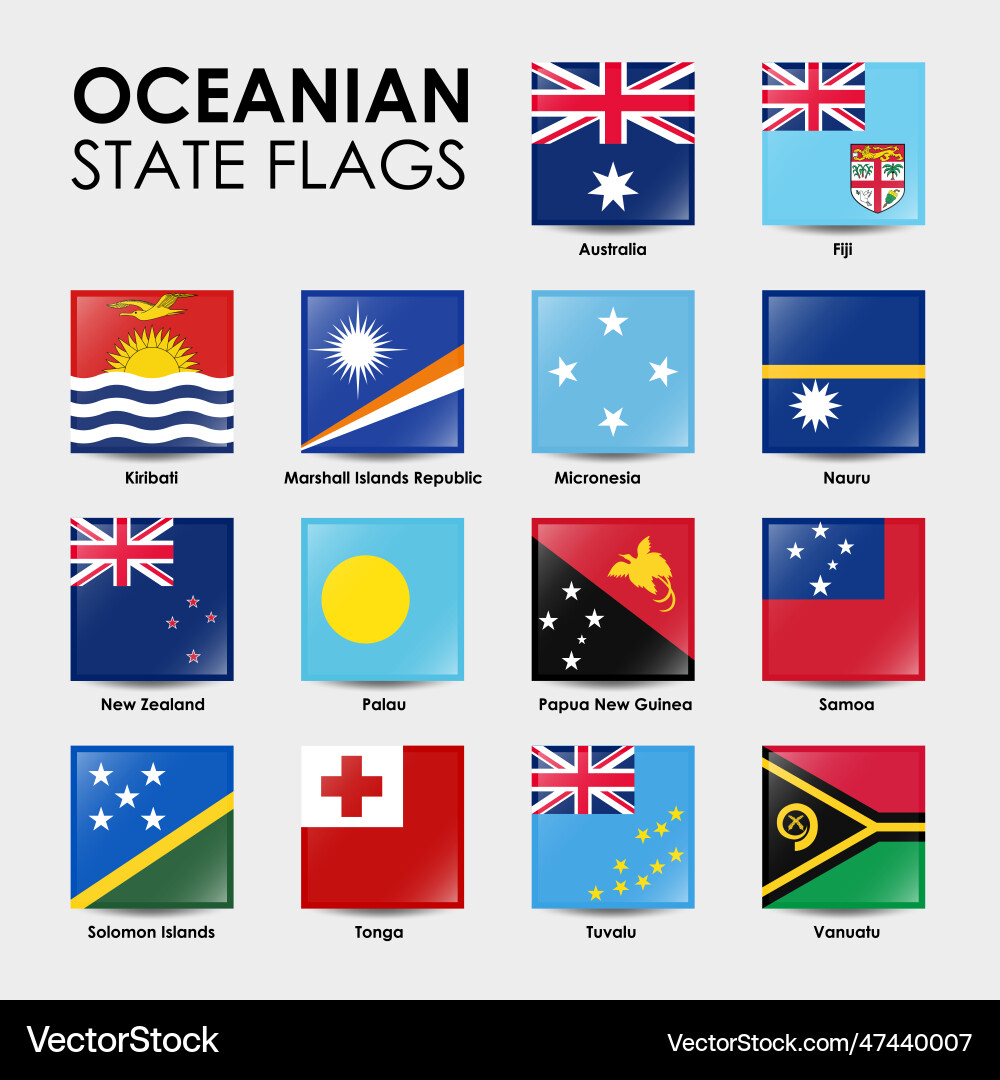 Set of oceanian flags Royalty Free Vector Image