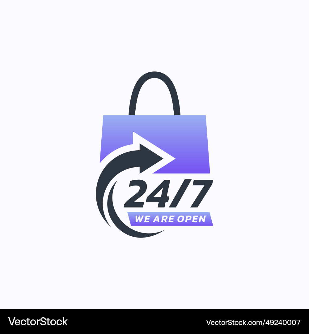 Twenty four hour shop service logo design Vector Image