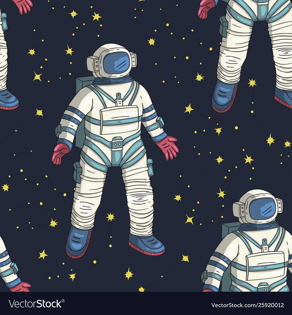 Astronaut seamless pattern Royalty Free Vector Image