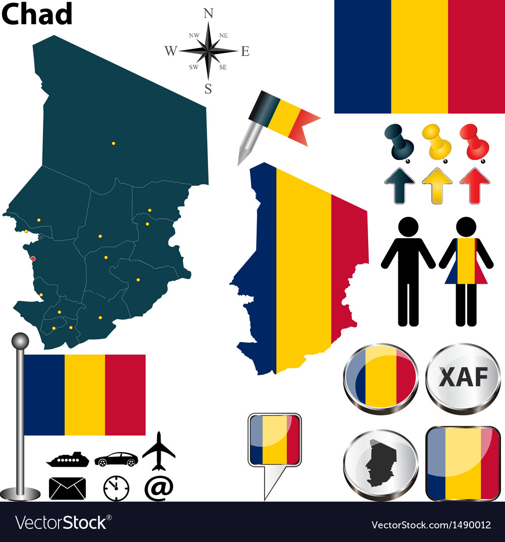 Chad map Royalty Free Vector Image - VectorStock
