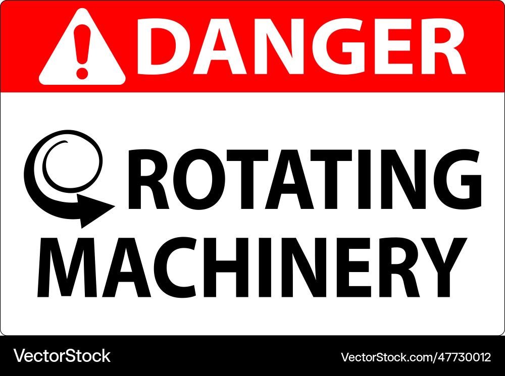 Danger sign rotating machinery on white background
