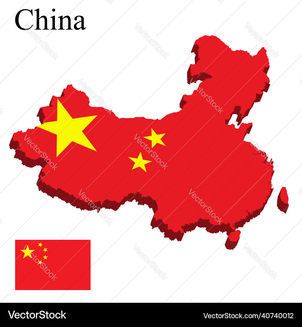 Flag of china on map white background Royalty Free Vector