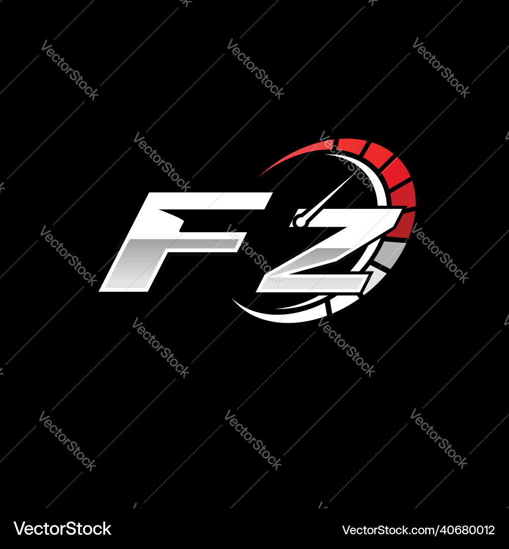 Fz logo letter speed meter racing style Royalty Free Vector