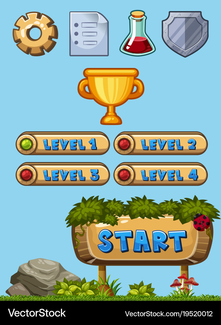 Game background template with sings in park Vector Image