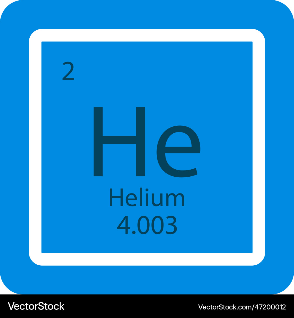 Helium periodic table element chemical symbol Vector Image