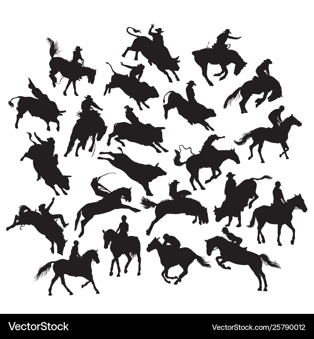 Horses and rodeo silhouettes Royalty Free Vector Image