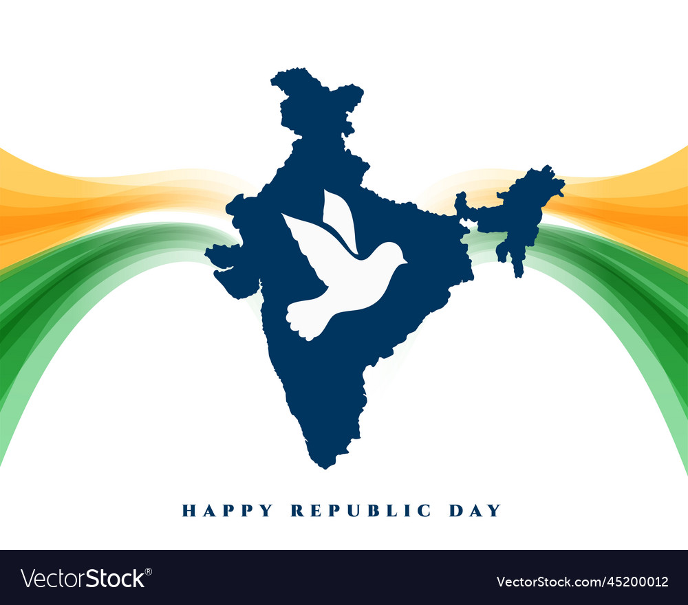 Indian republic day card with map and paper cut Vector Image