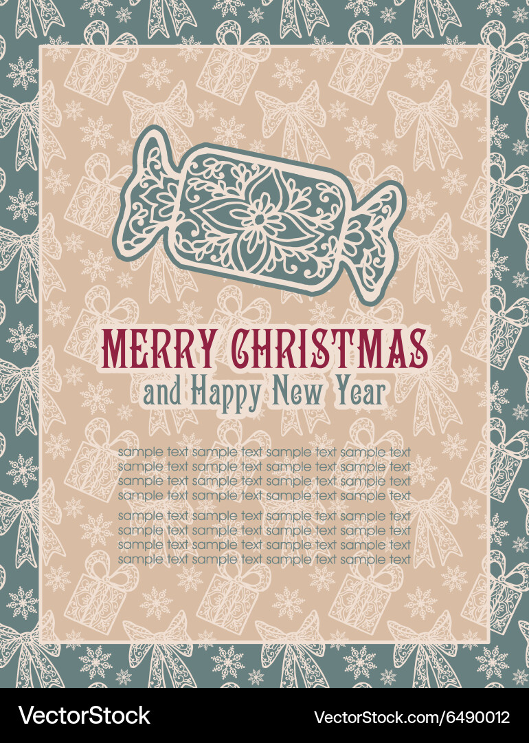 Merry christmas lettering congratulations card Vector Image