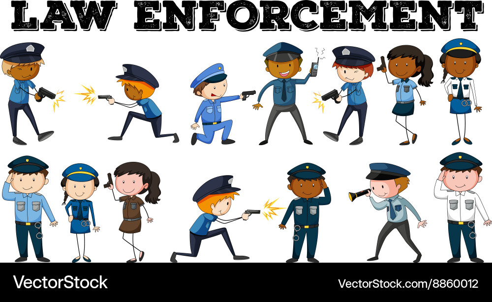 Policeman and law enforcement poster Royalty Free Vector