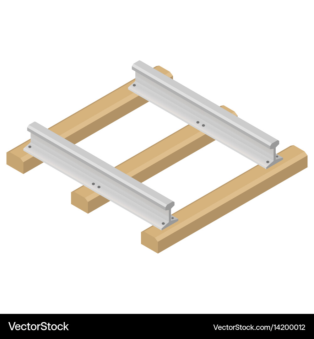 Railroad tracks in isometric Royalty Free Vector Image