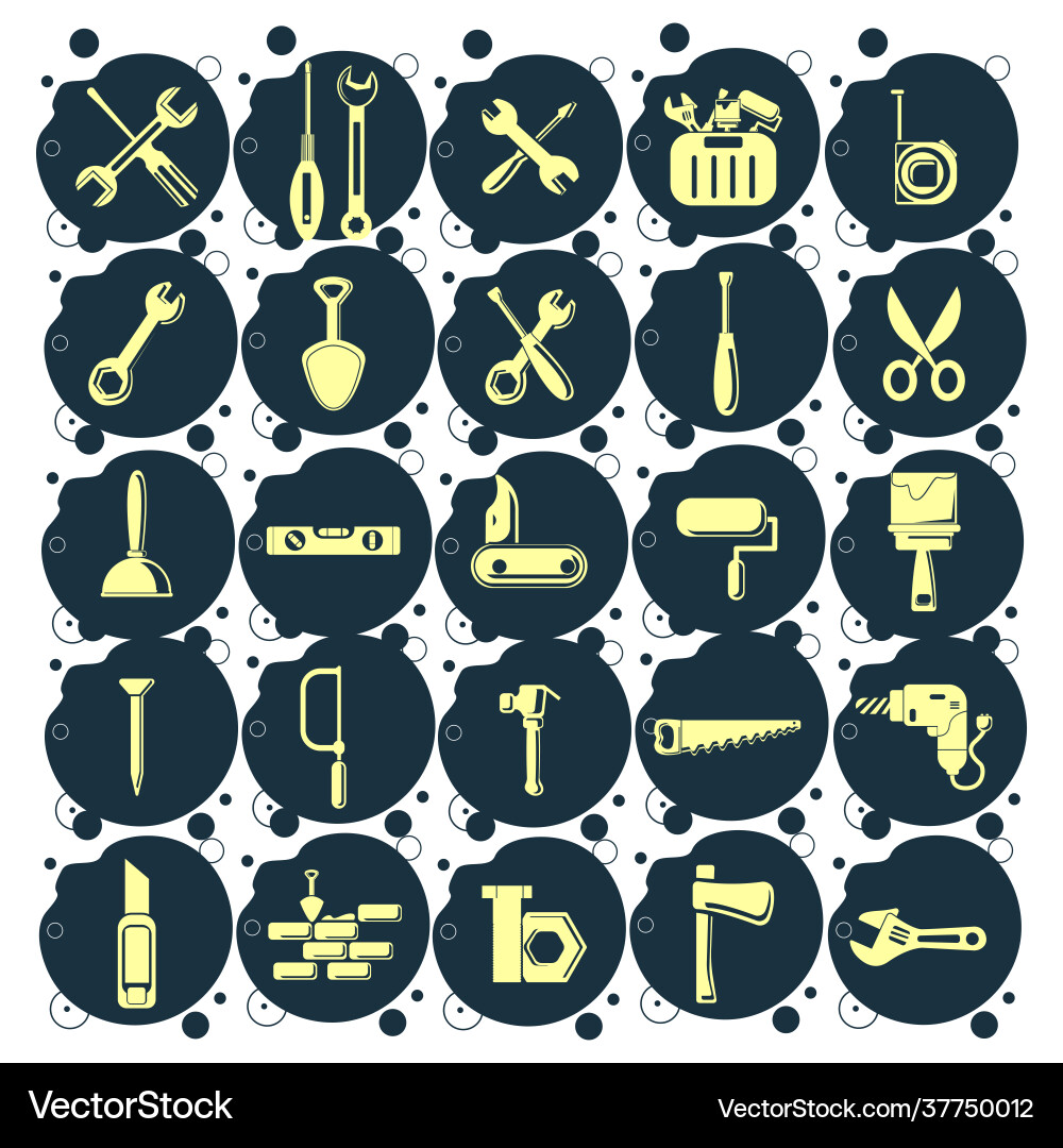 Repair tools icon set with hammer wrench Vector Image