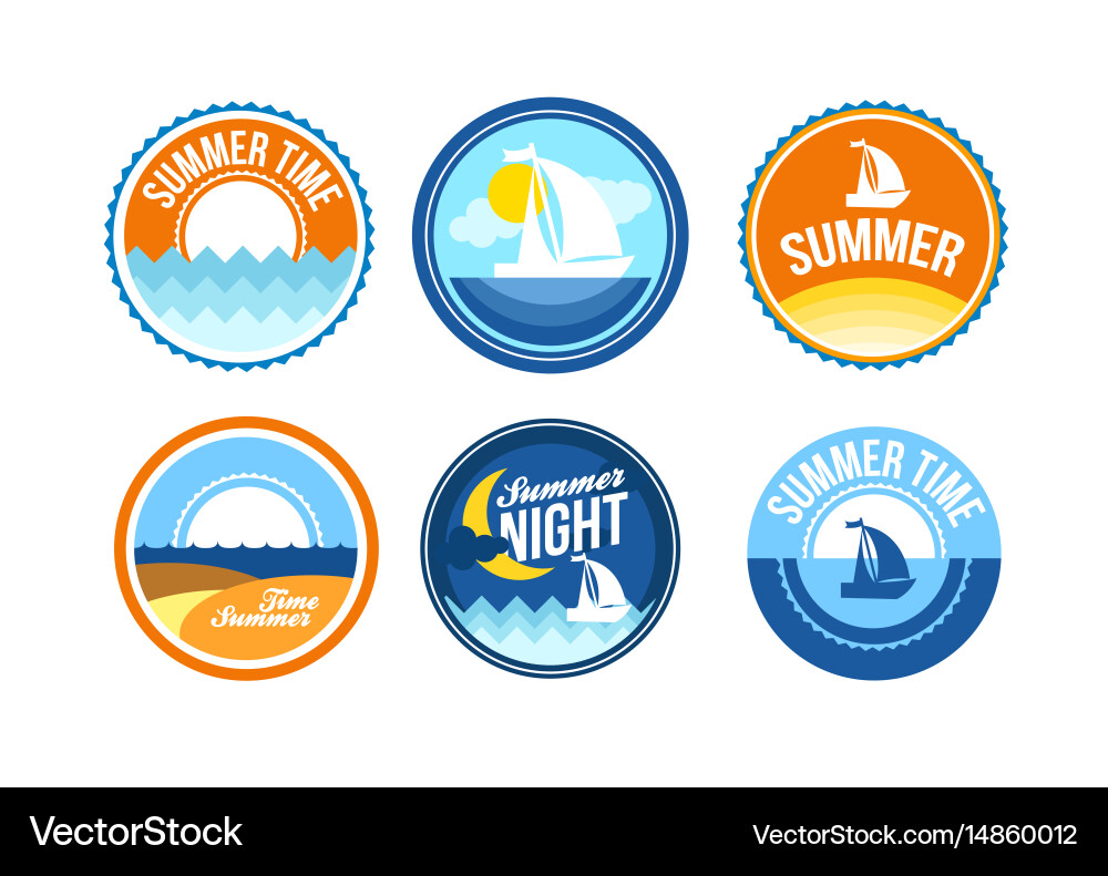 Summer time emblems for travel agency Royalty Free Vector