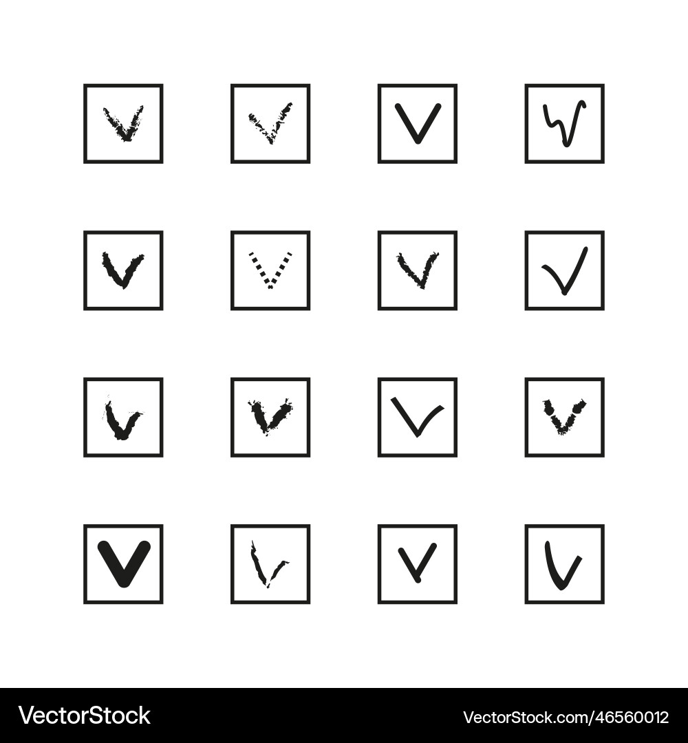 Ticks in the boxes answer question sign stock Vector Image