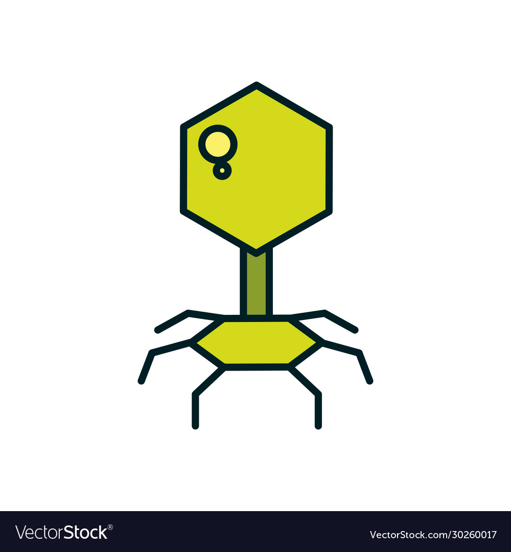 Bacteriophage virus line and fill style icon Vector Image