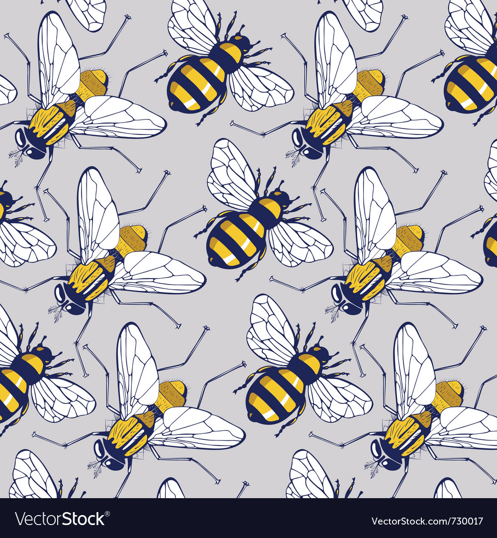 Bee fly background pattern Royalty Free Vector Image