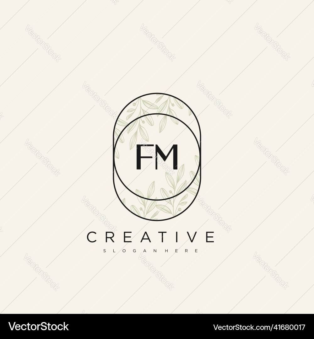 Fm initial letter flower logo template premium art