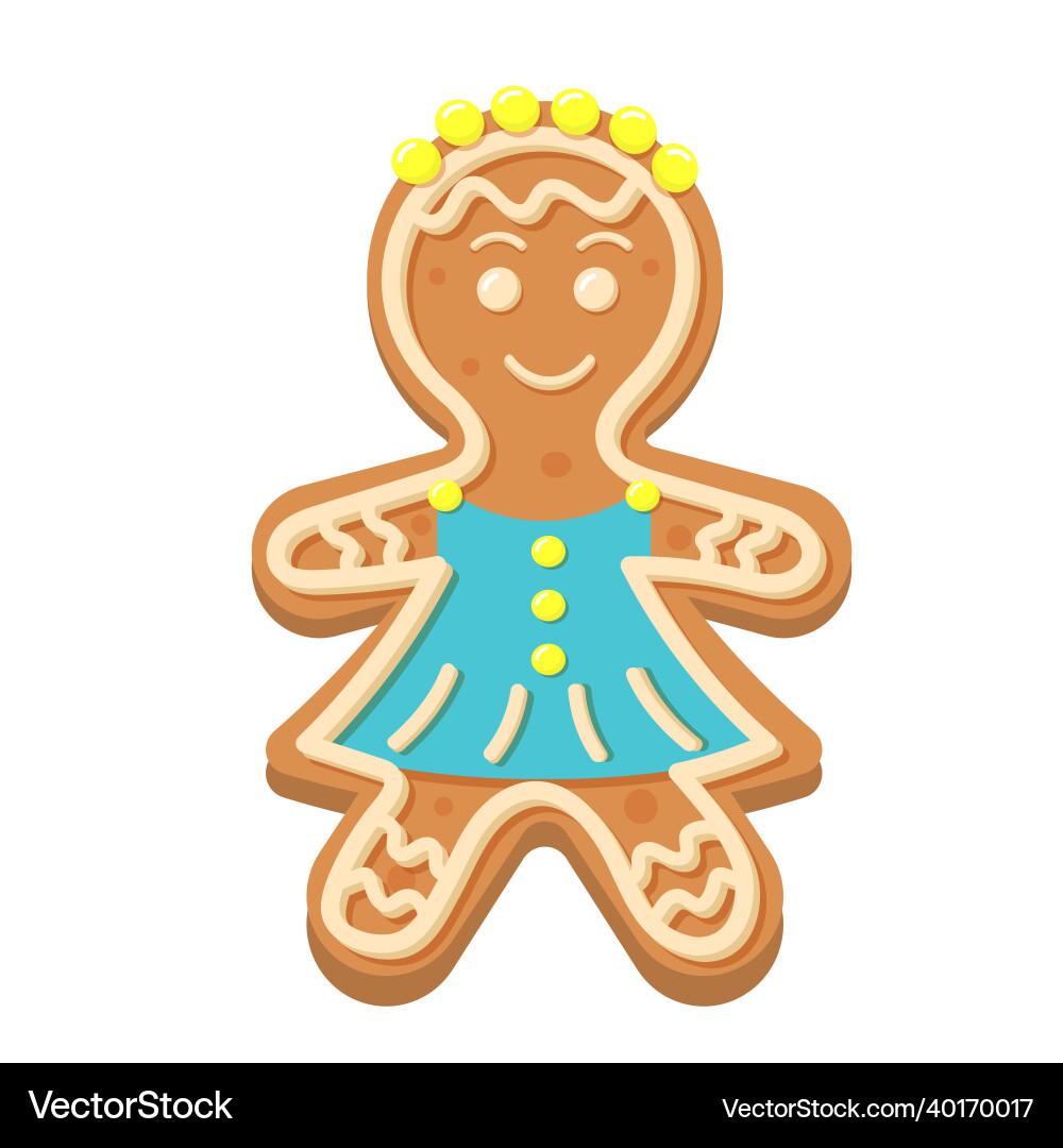 Gingerbread woman christmas icon Royalty Free Vector Image